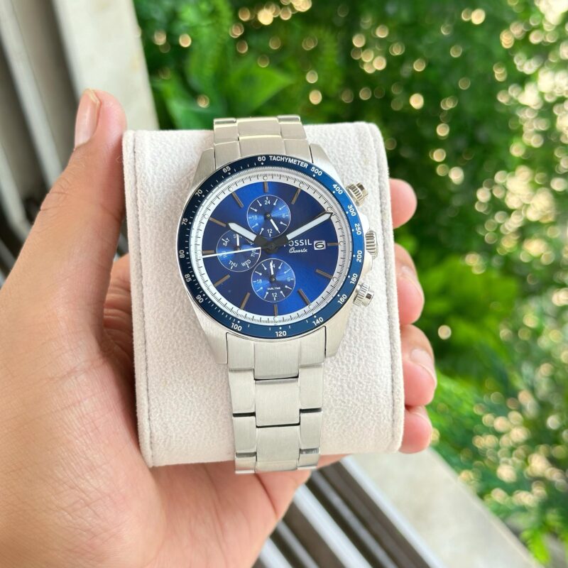 Fossil Autocross Silver Blue Quartz