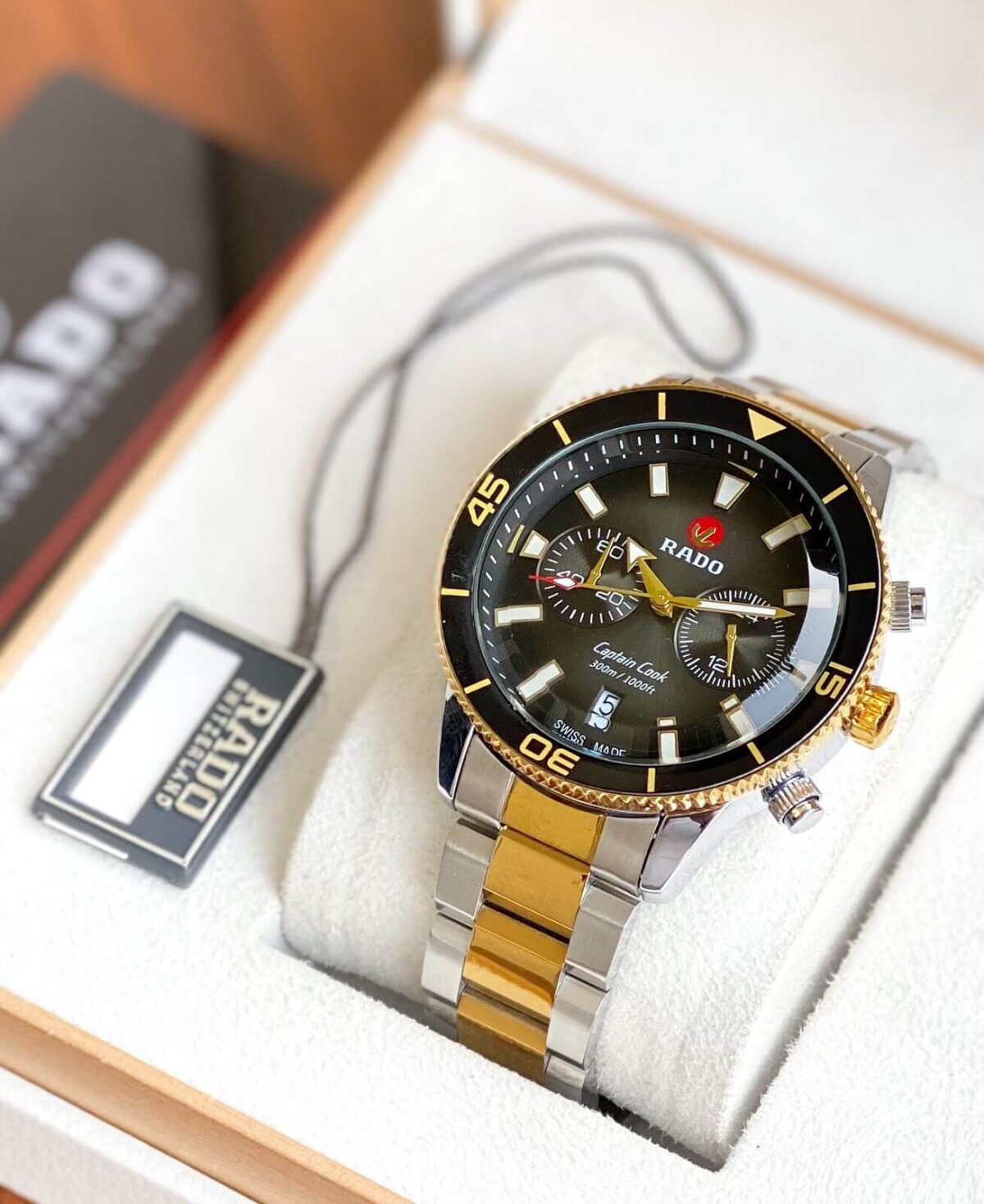 Rado Captain Cook Chronograph Two Tone Black Dial