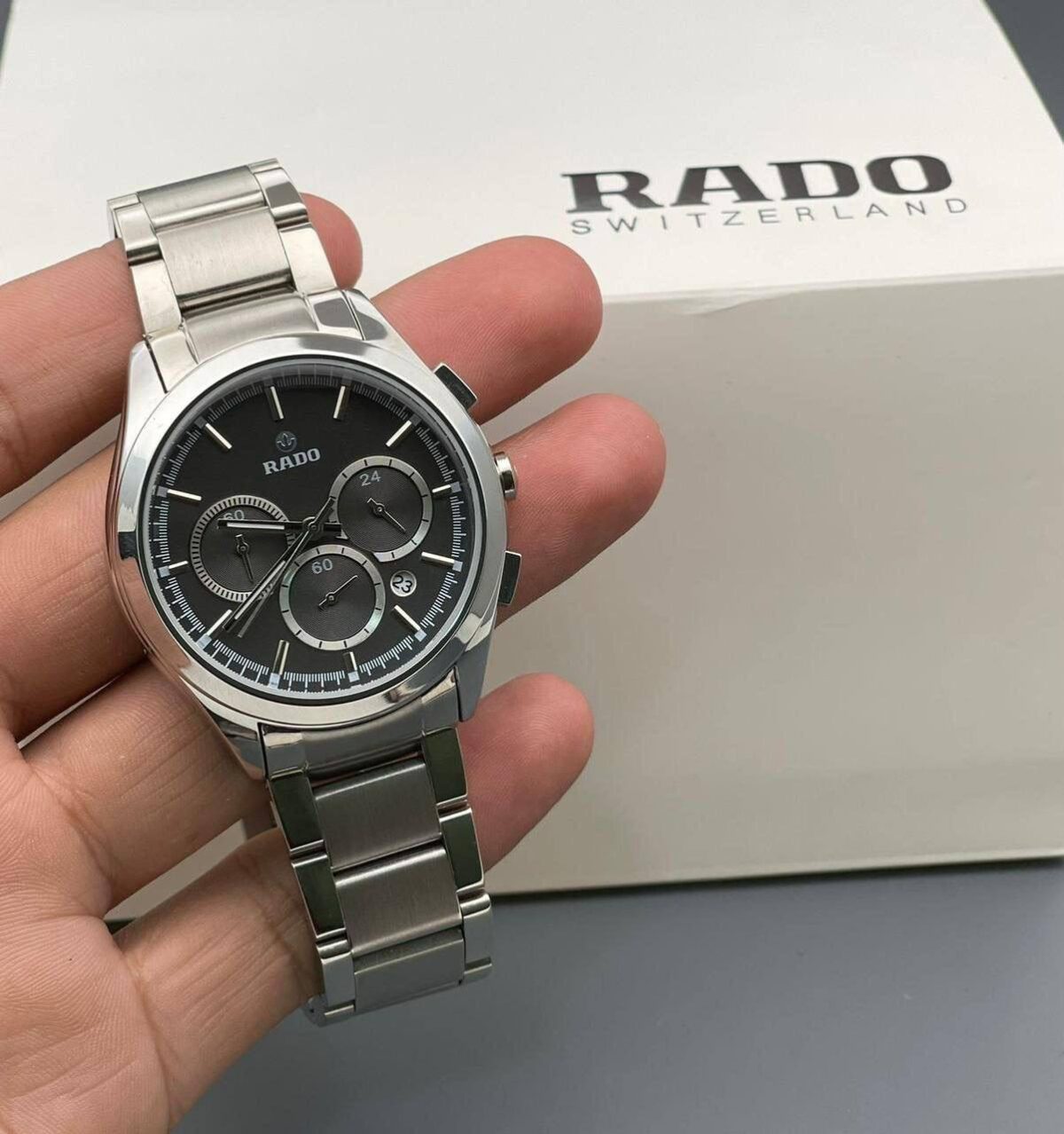 Rado Chronograph Silver Black Dial