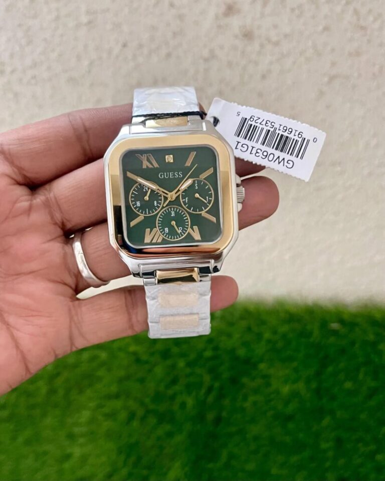 Guess Integrity Square Green Dial Analog Timepiece